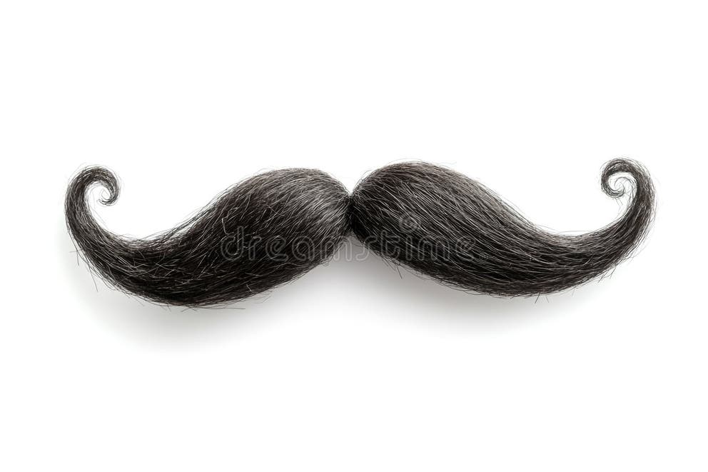 Large Handlebar Mustache Curling Upwards at the Tips, Isolated on White ...