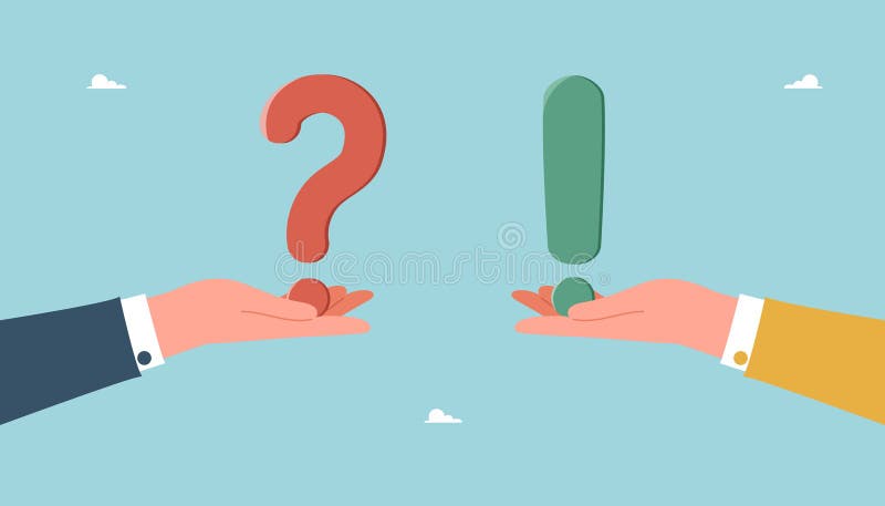 Large Hands Holds Question and Exclamation Mark Stock Vector ...