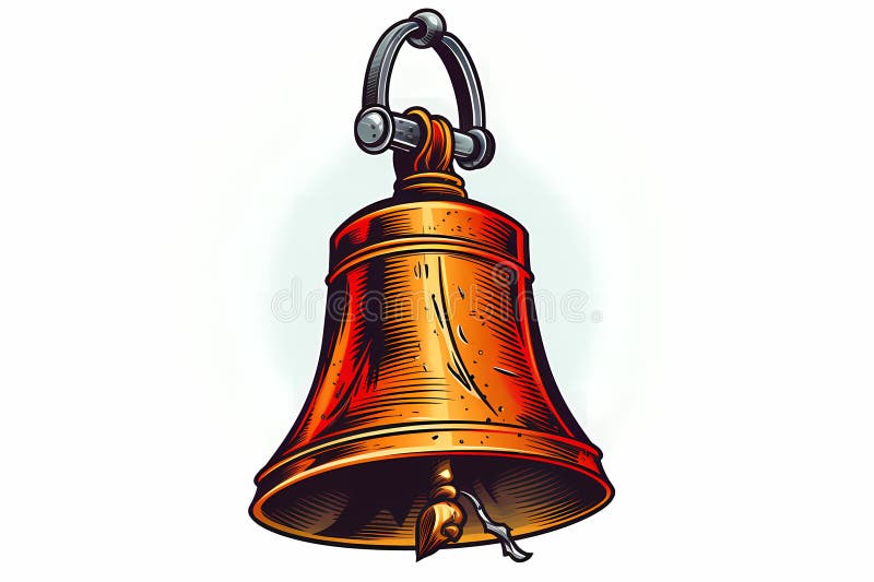 Large Hanging Bell, Poster Illustration Style Stock Illustration ...