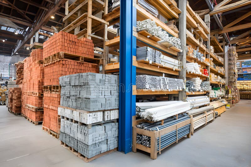 Large Hardware Store Stocking Bricks, Blocks, Pipes and Metal Sections ...