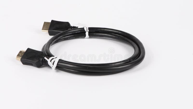 Large HDMI Cable on White Background. Side View. Loop Motion. Rotation ...