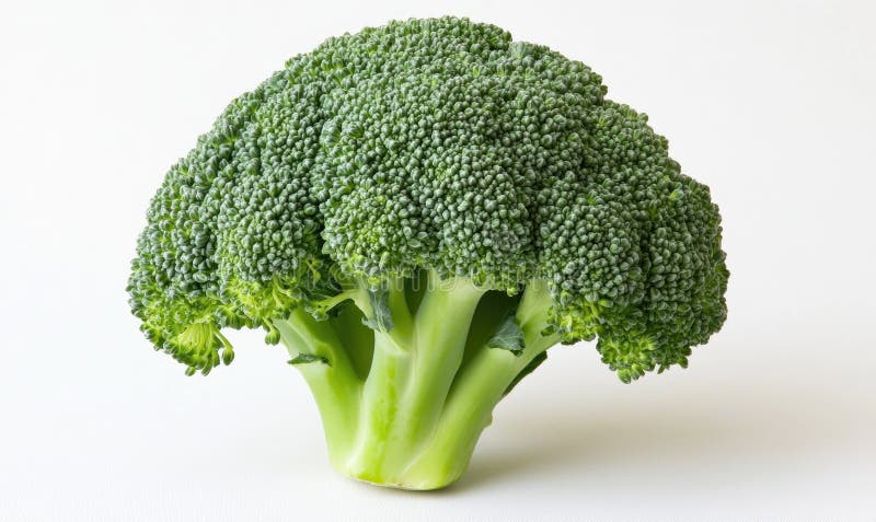 A Large Head of Broccoli is Sitting on a White Background Stock Photo ...