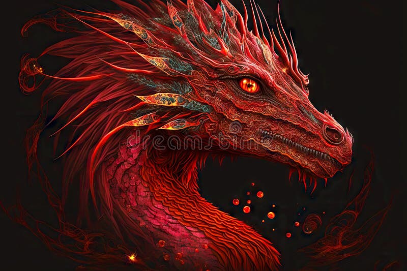 Large Head of Fairy Tail Red Dragons with Orange Eyes Stock ...