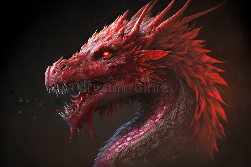 Large Head of Fairy Tail Red Dragons with Orange Eyes Stock ...