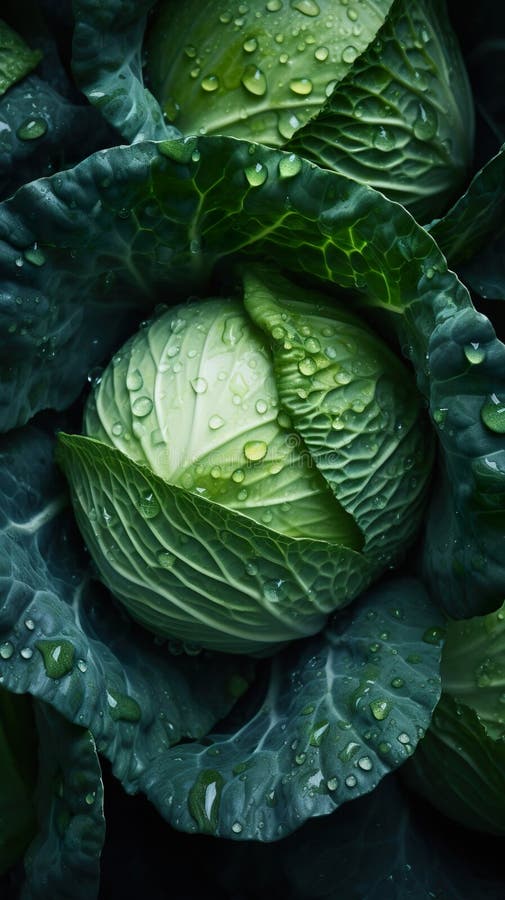 Large Head of Fresh Cabbage, Generative Ai. Stock Image - Image of ...