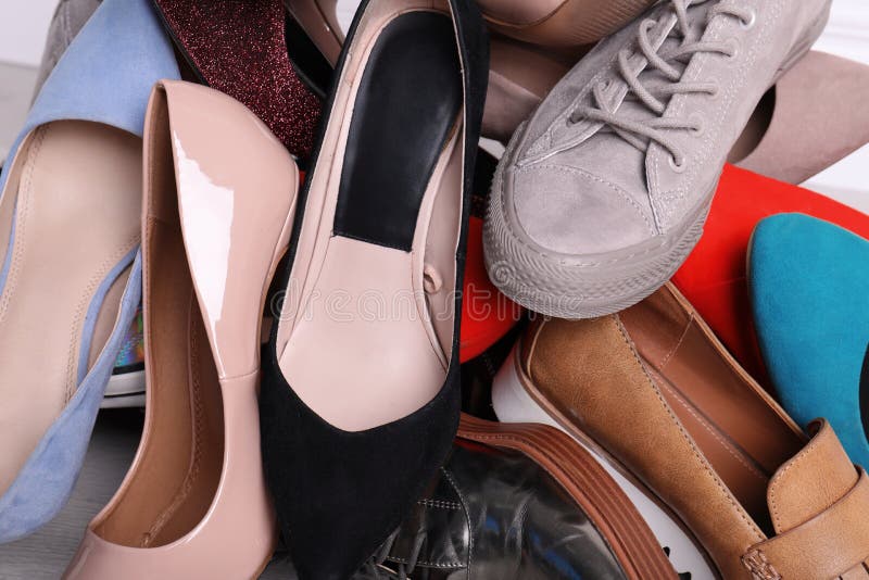 Large Heap of Different Modern Shoes Stock Image - Image of foot ...