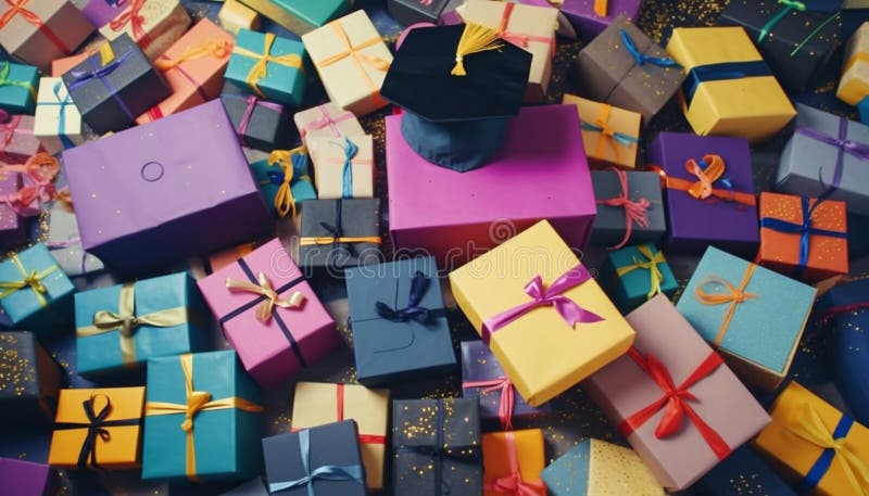 A Large Heap of Multi Colored Gift Boxes Wrapped in Paper Generated by ...
