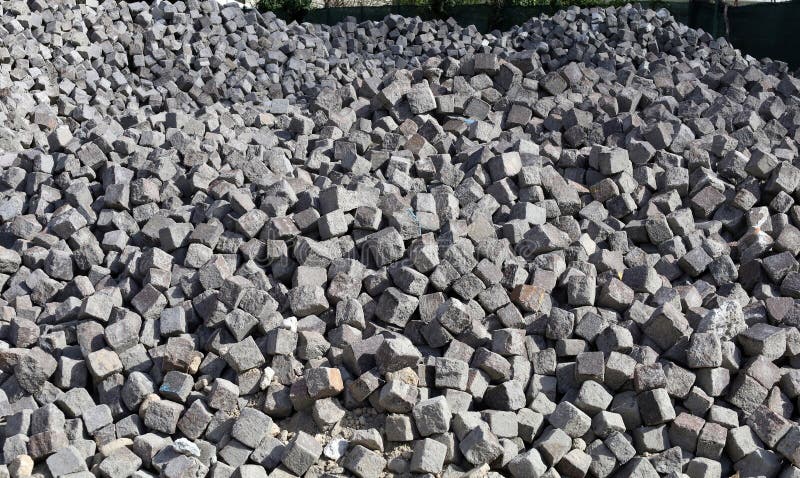 Large Heap of Porphyry Cubes. they are Used As Construction Materials ...
