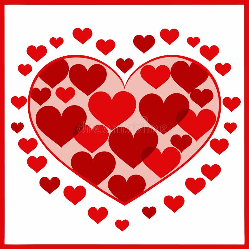 A Large Heart Composed of Multiple Overlapping Smaller Hearts Creates a ...