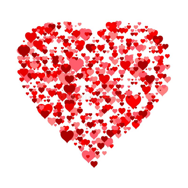A Large Heart Made from a Pattern of Small Hearts. Flat Vector ...