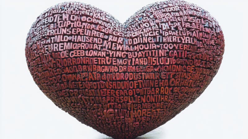Large Heart Shape Created from Romantic Phrases in Varied Fonts and ...