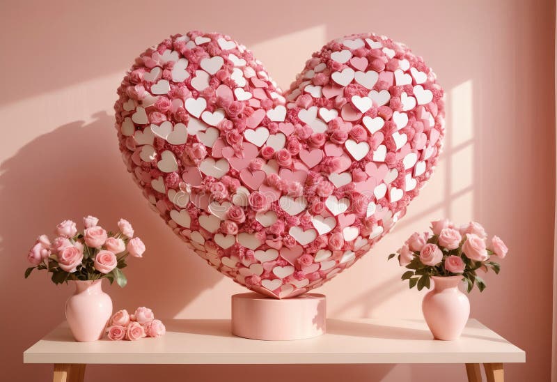 A Large Heart-shaped Sculpture Made of Smaller Heart Shapes Stock ...