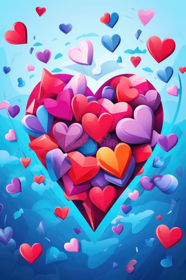 A Large Heart Surrounded by Many Smaller Hearts. Perfect for Expressing ...