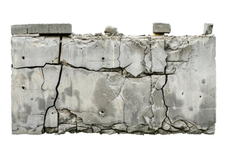Damaged Concrete Wall Isolated on White Background Stock Illustration ...