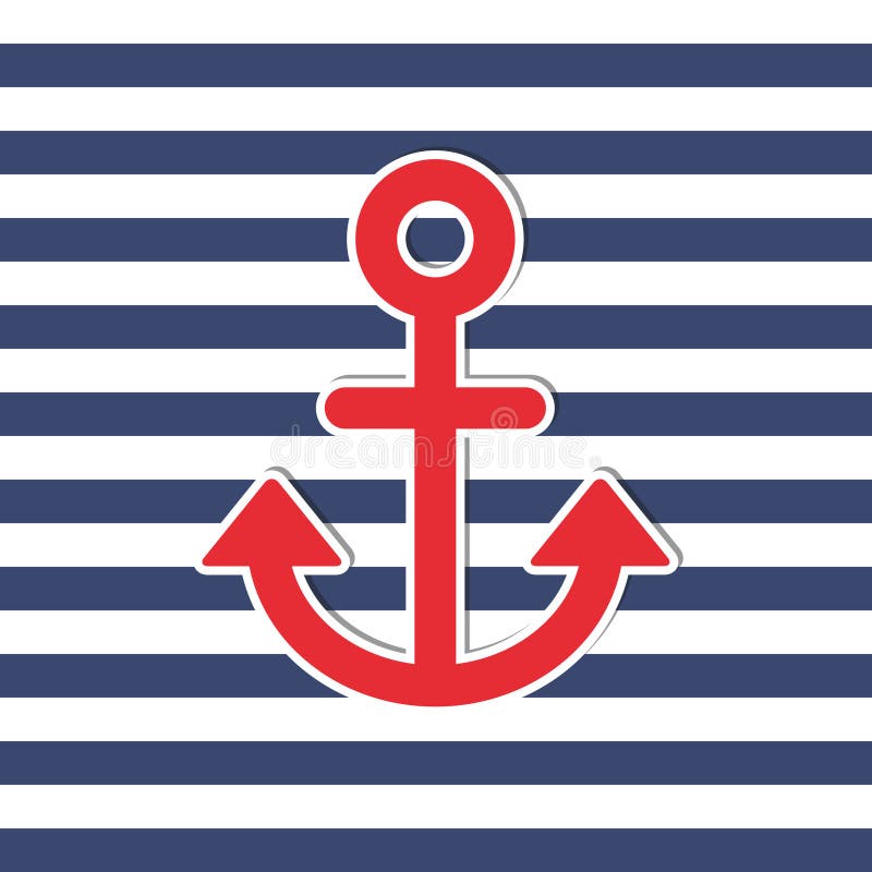 Large Heavy Anchor Symbol on Navy White and Blue Background Stock ...