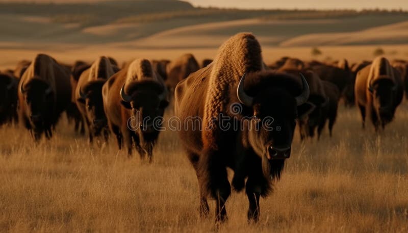 Large Herd of Cattle Grazing on a Beautiful African Plain Generated by ...