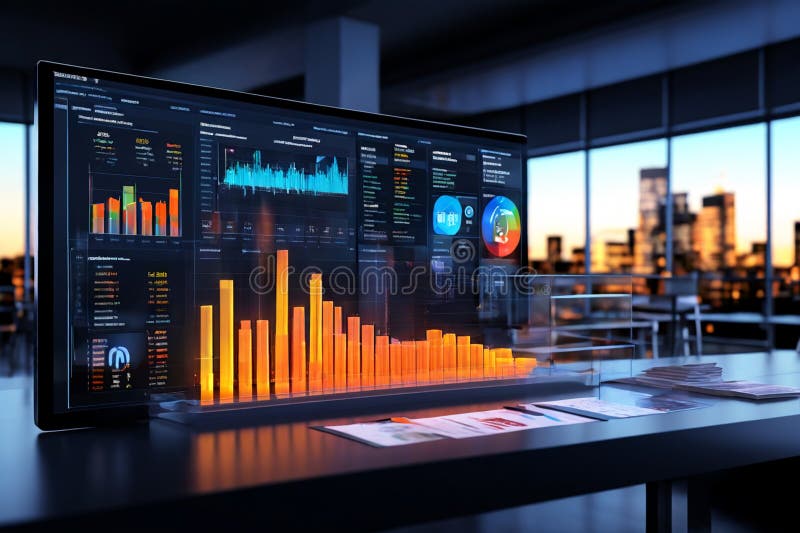 High-Tech Display: Data Insights in Modern Finance or Tech Stock ...
