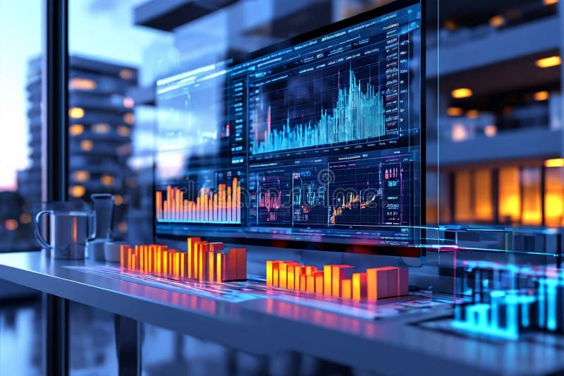 High-Tech Display: Data Insights in Modern Finance or Tech Stock ...