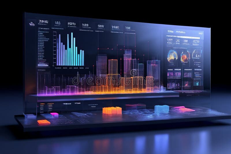 High-Tech Display: Data Insights in Modern Finance or Tech Stock ...