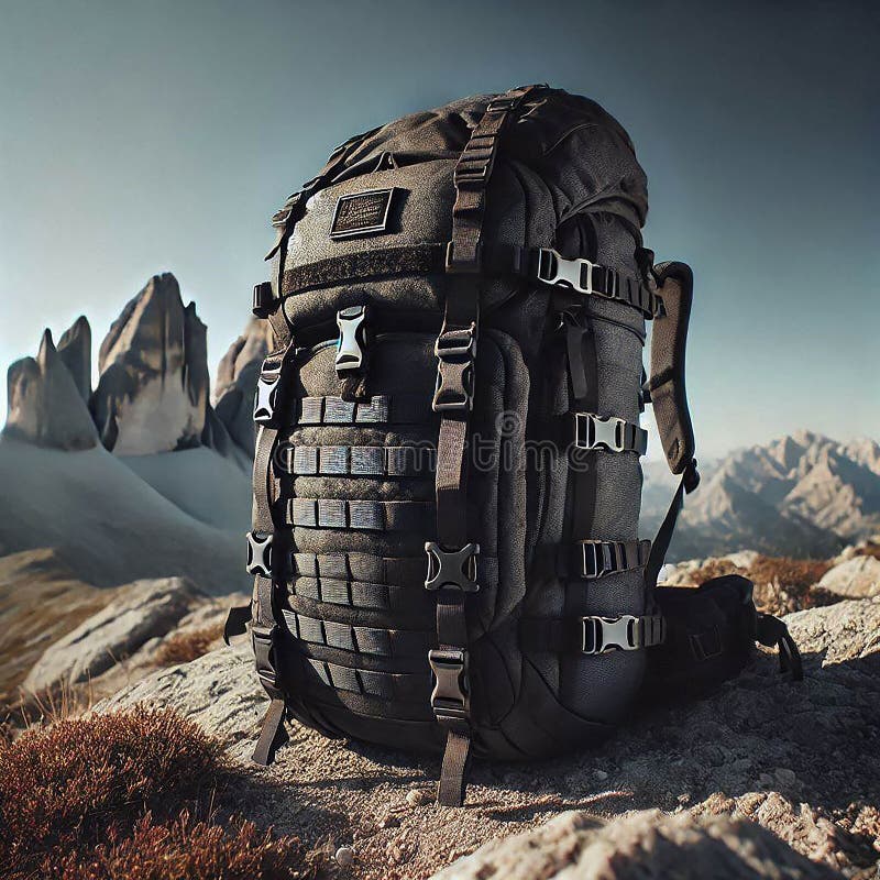 Large Hiking Backpack in Mountain Landscape Stock Illustration ...