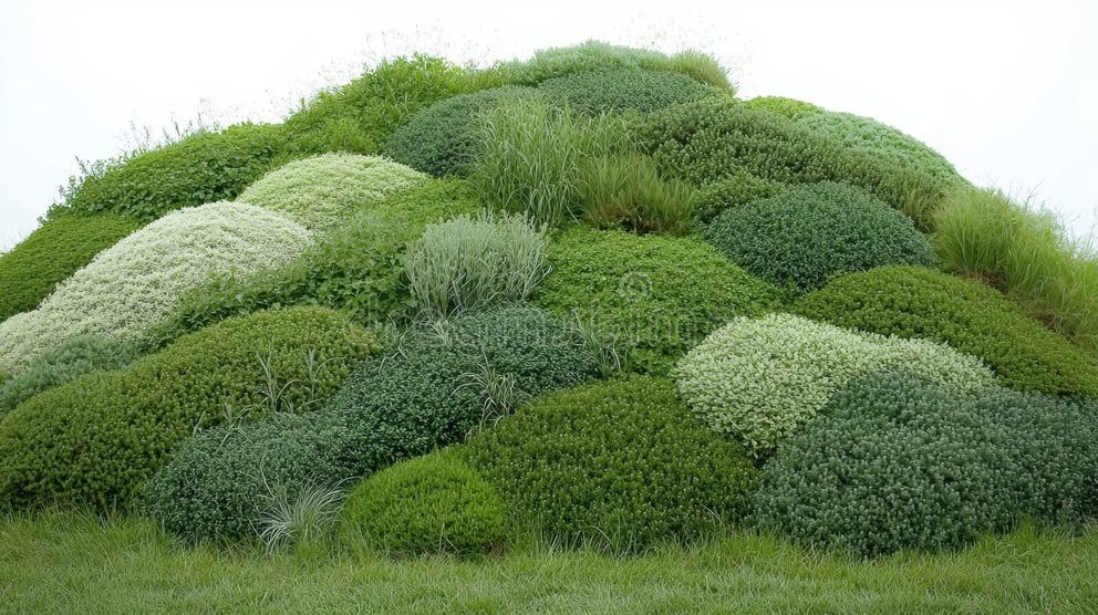 A Large Hill of Green Shrubs and Plants. Stock Photo - Image of hill ...