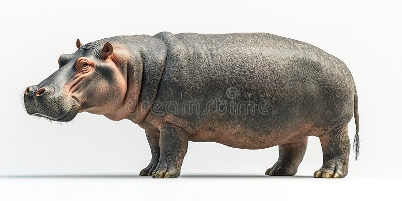 Hippo Standing on a Plain Background Showcasing Its Massive Size and ...
