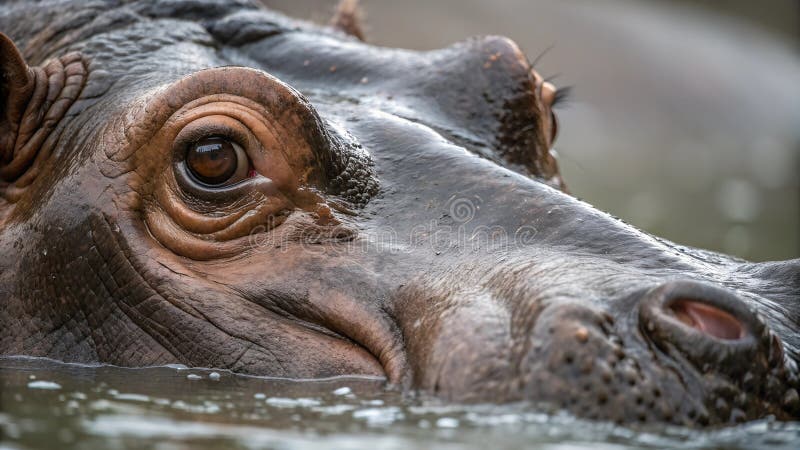 Large Hippopotamus Eye and Head View Stock Image - Image of detail ...