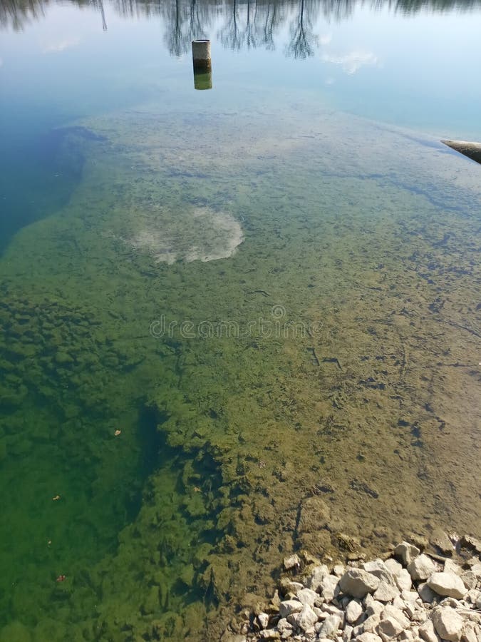 A Large Hole at the Bottom of the Emerald-colored Lake Stock Photo ...