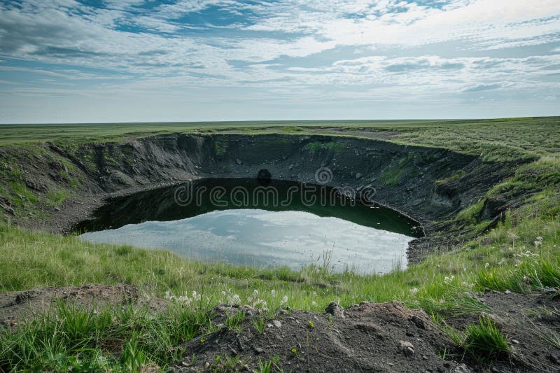 A Large Hole in the Middle of a Grassy Field, Suitable for Construction ...