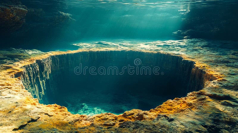 A Large Hole in the Middle of the Ocean with Sunlight Shining through ...