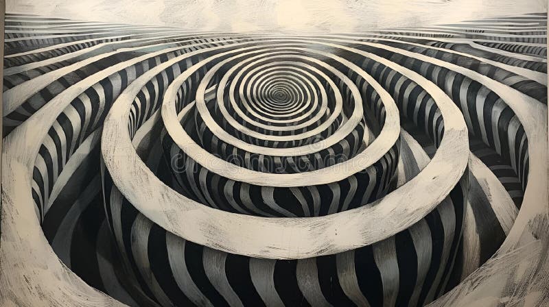 A Large Hole is Shown with an Artistic Design of a Spiral Stock ...