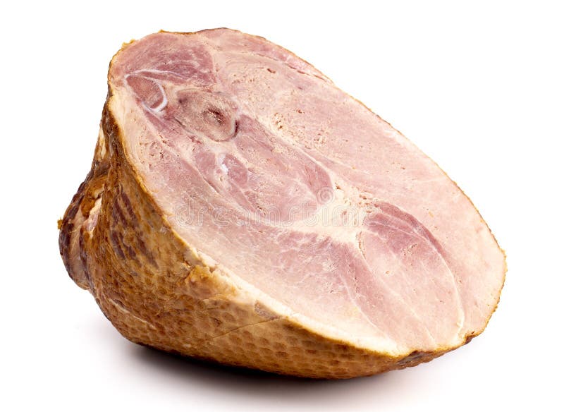 Large Holiday Ham on a White Background Stock Photo - Image of cross ...