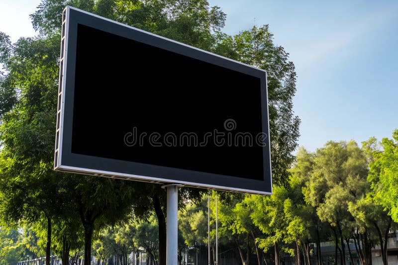 Large Horizontal Billboard in Modern City Mockup. Hoarding Template ...