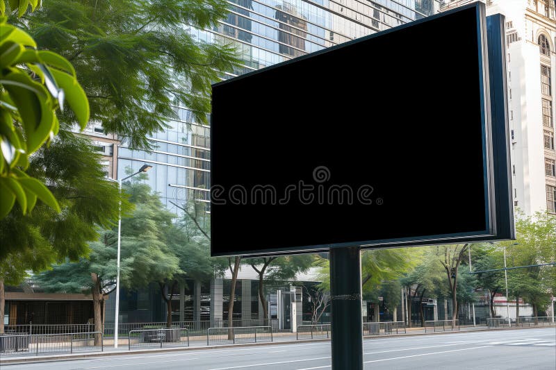 Large Horizontal Billboard in Modern City Mockup. Hoarding Template ...