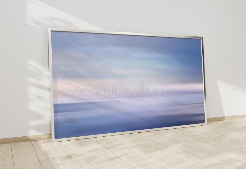 Large Horizontal Frame Leaning on a White Wall 3D Rendering Stock ...