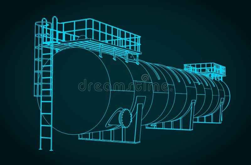 Large Horizontal Storage Tank Blueprint Stock Vector - Illustration of ...