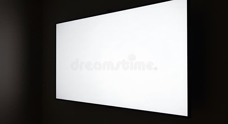 A Large, Horizontally Mounted, Rectangular Screen with a White Display ...