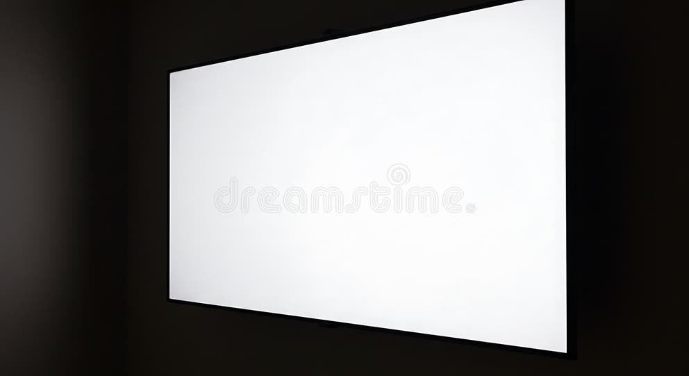 A Large, Horizontally Mounted, Rectangular Screen with a White Display ...