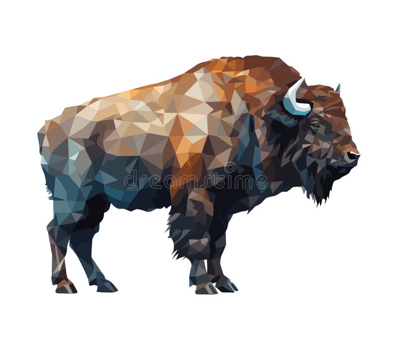 Large Horned Bison, Vector Icon Stock Vector - Illustration of farm ...