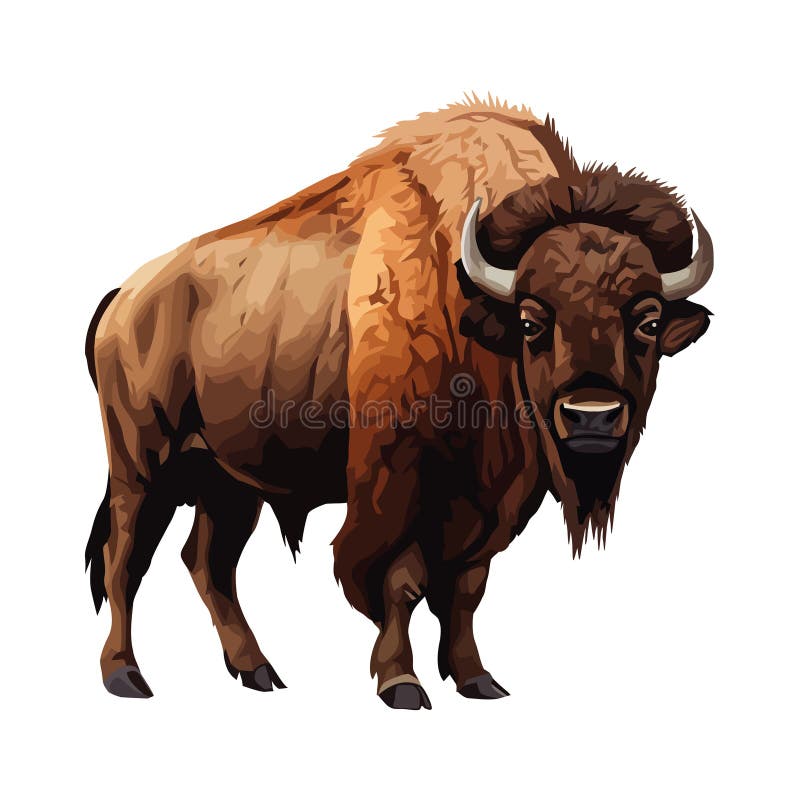 Large Horned Bison on White Background Stock Vector - Illustration of ...