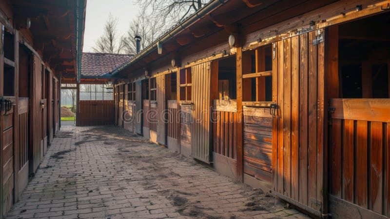 Large Horse Farm Stable Exterior. Stock Image - Image of farm, stall ...