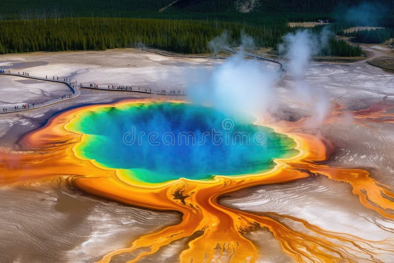 Large Hot Spring with Bright Blue Water, Geyser. Generative AI Stock ...