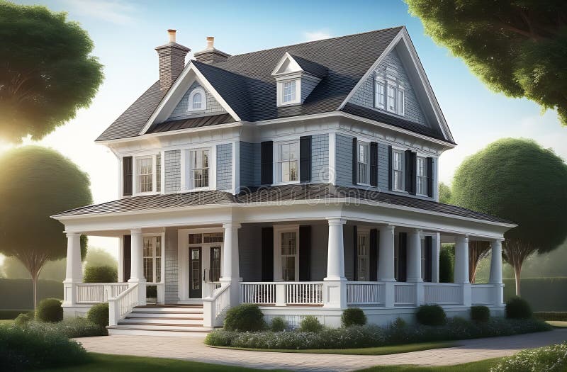 Large House on a Light Background Stock Illustration - Illustration of ...