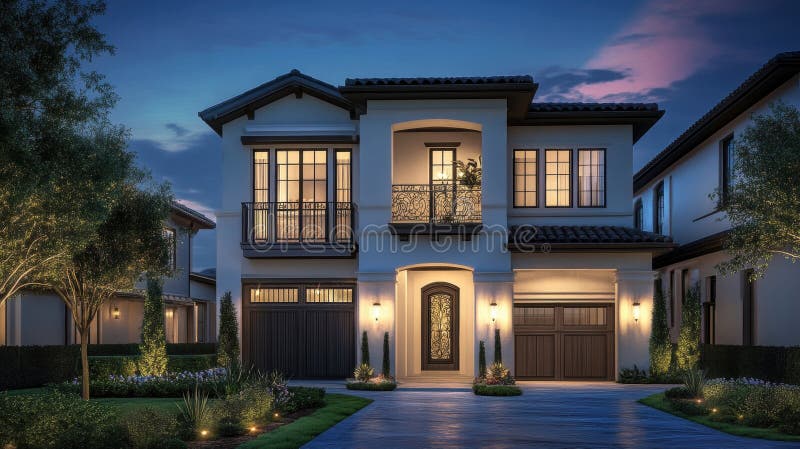 A Large House with a Lot of Windows Stock Illustration - Illustration ...