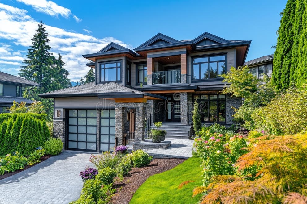 A Large House with Many Windows and a Classic Design Stock Photo ...