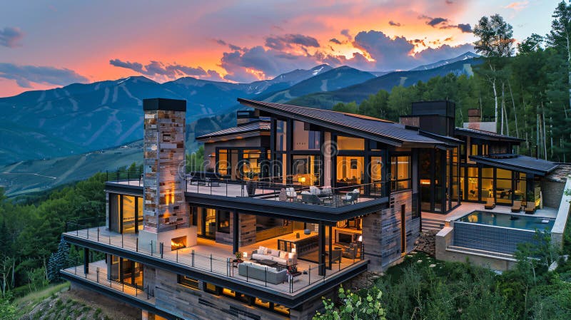 Large House with Many Windows. Generative by AI Stock Illustration ...