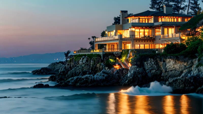 A Large House Perched on a Cliff, Offering Stunning Views of the Ocean ...
