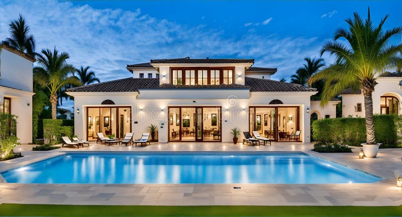 A Luxurious Modern Villa with a Beautiful Pool in the Front Created ...