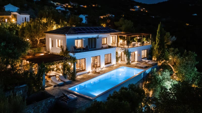 A Large House with a Pool in the Middle of it Stock Illustration ...