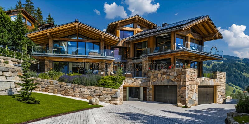 A Large House with a Stone Wall and a Driveway Stock Photo - Image of ... A Large House with a Stone Wall and a Driveway Stock Photo - Image of ...